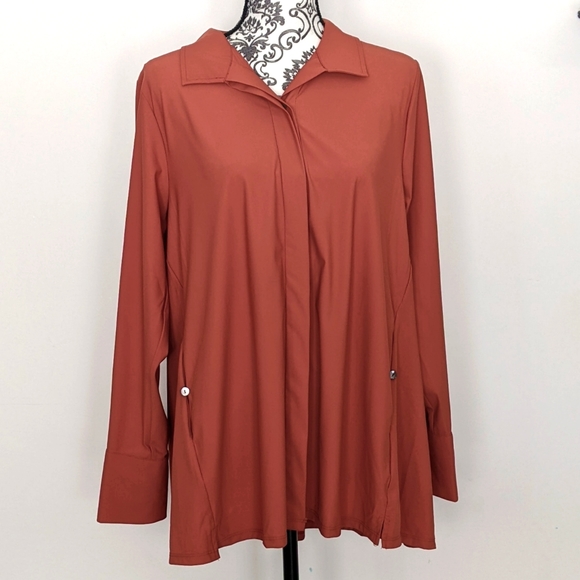 MarlaWynne | Tops | Marla Wynne Blouse Orange Button Front Medium New ...